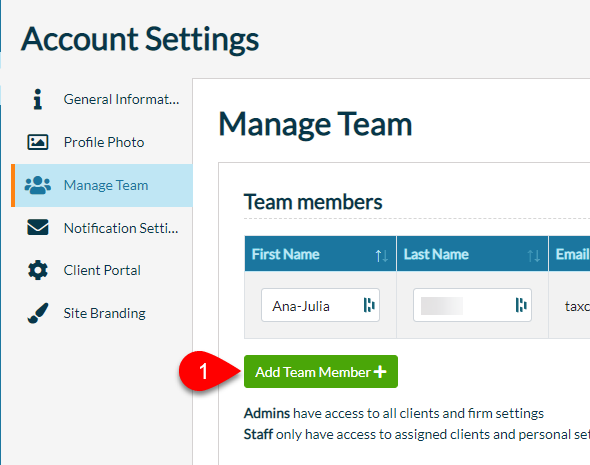 Manage Team Settings | TaxFolder | TaxCycle