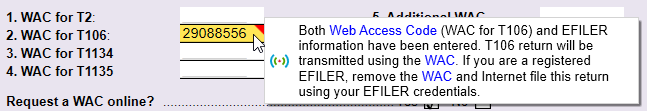 Request a T2 WAC - TaxCycle