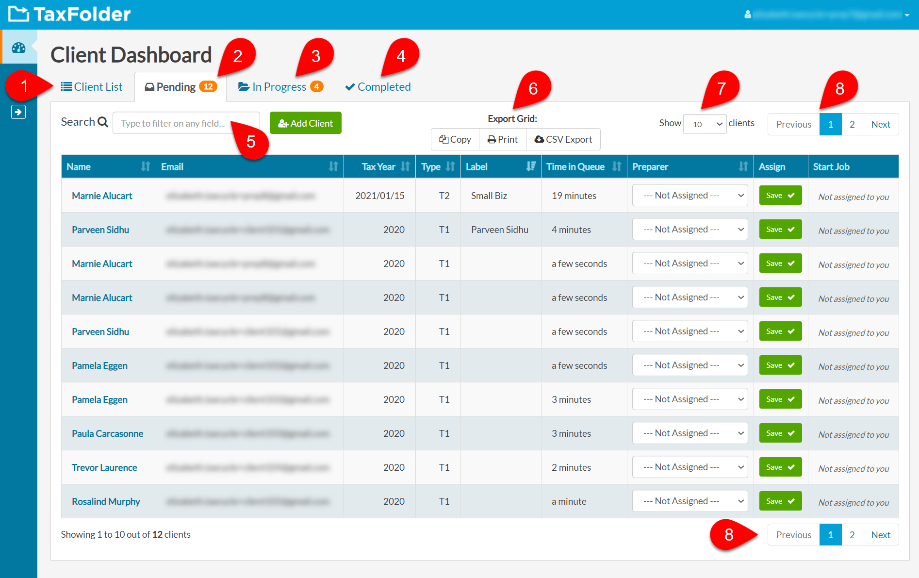 Client Dashboard | TaxFolder | TaxCycle